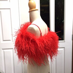 Sginstar Gina Red Feather Cocktail Top Feather Prom Top for - Etsy