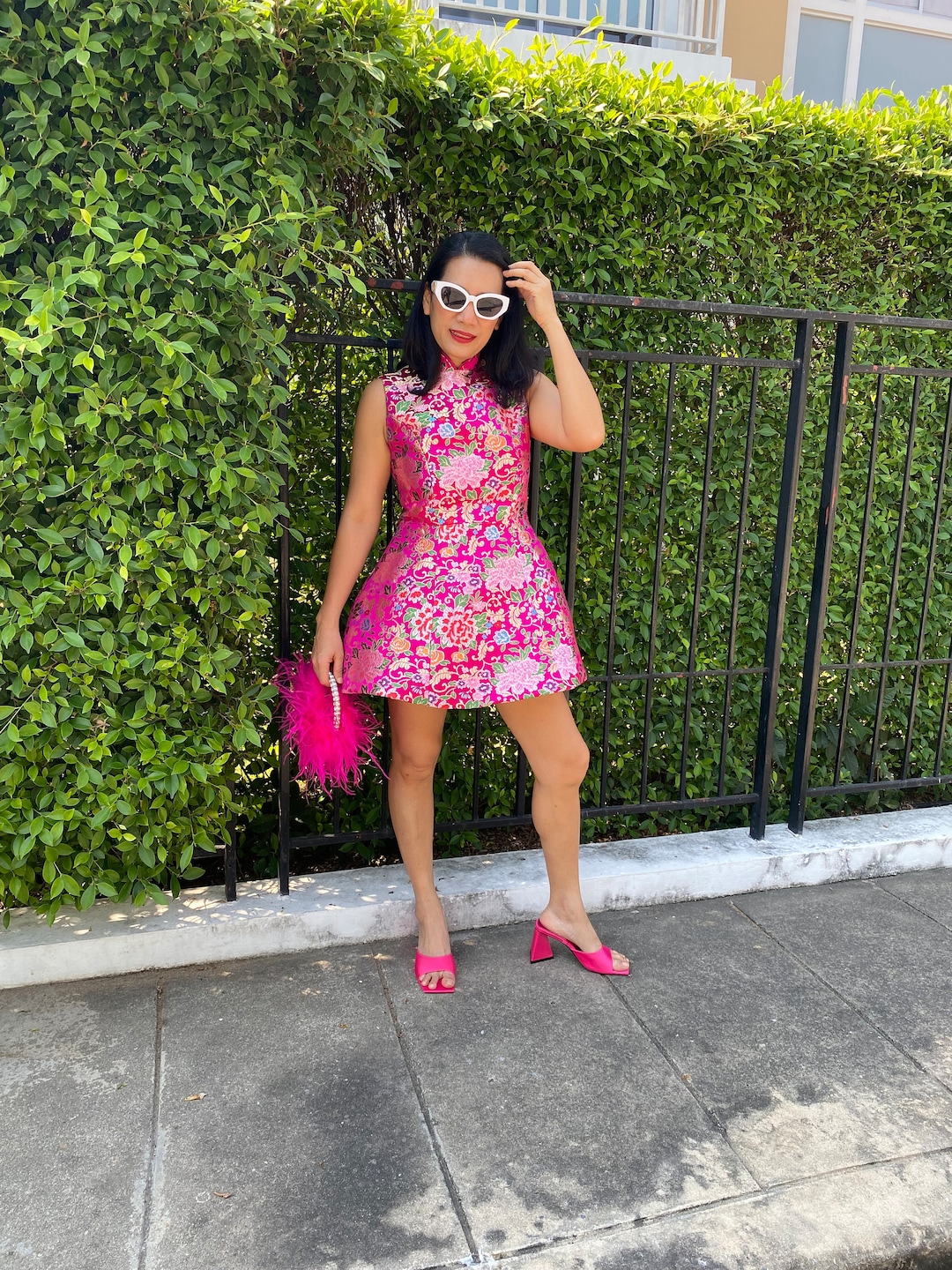 Pink Qipao Short Dress Modern,qipao Dress Sleeveless,cheongsam Mini ...