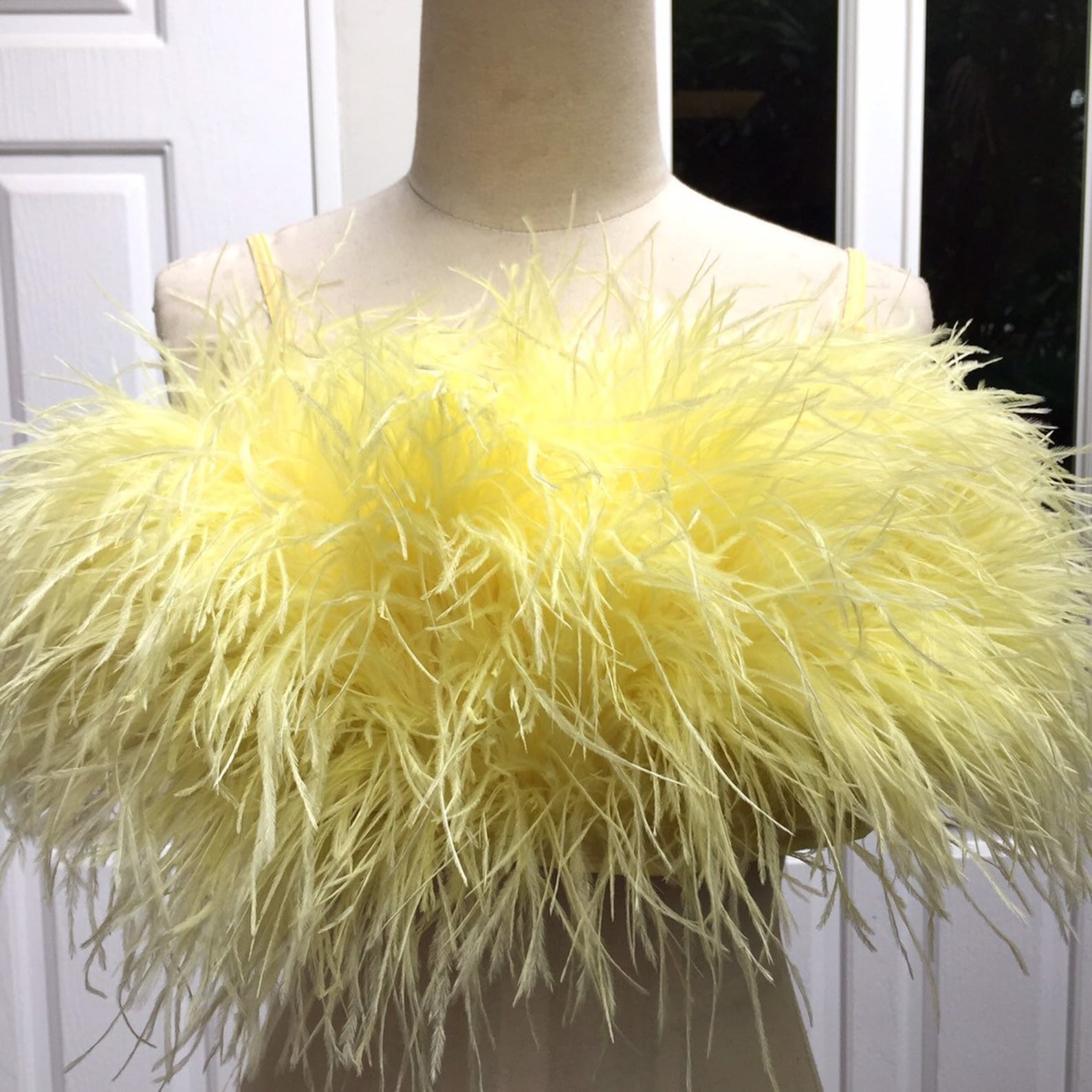 Sginstar Ray Yellow Feather Crop Top Feather Cocktail Top for - Etsy