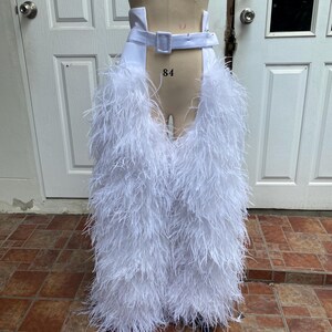 Custom White Chaps for Women,plus Size Chaps Feather Pants,wide Leg ...