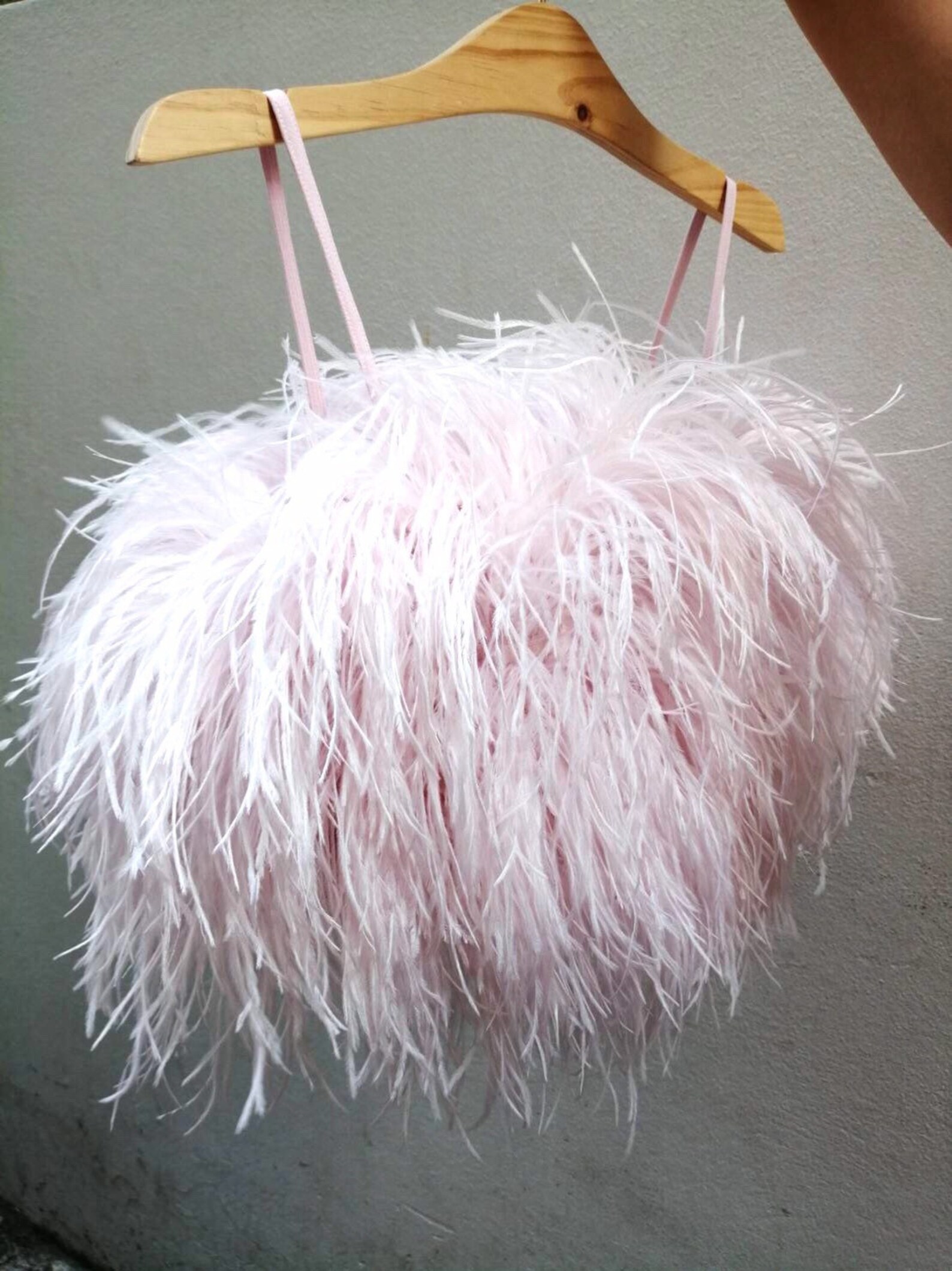 Gina Pale Pink Feather Top ,feather Top ,feather Prom Top ,feather ...