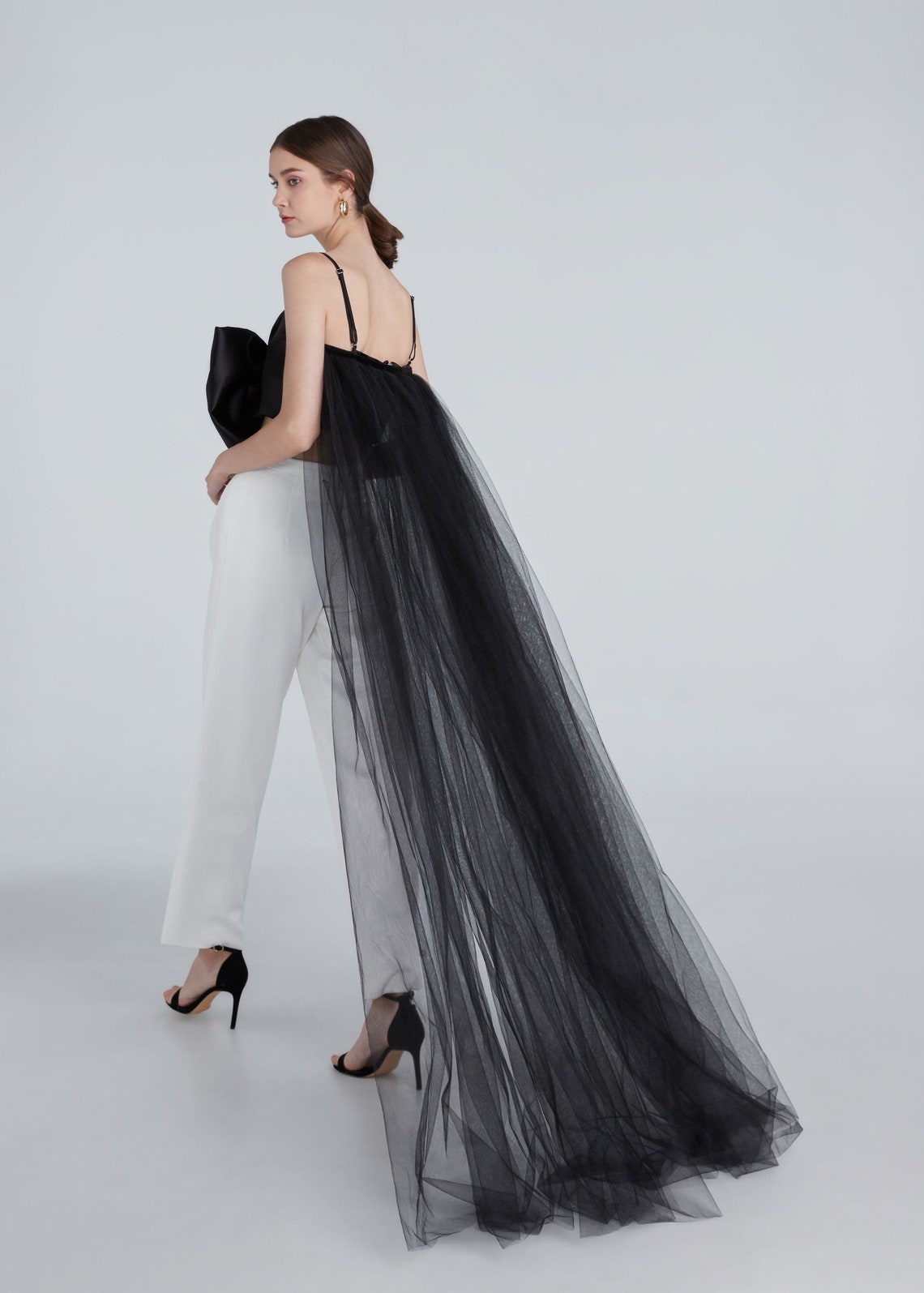 Mika Black Bow Tulle Top for Womenplus Size Tulle - Etsy