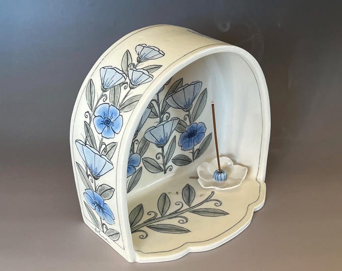 Handmade Ceramic Altar: Floral Incense Holder, Home Shrine - Etsy