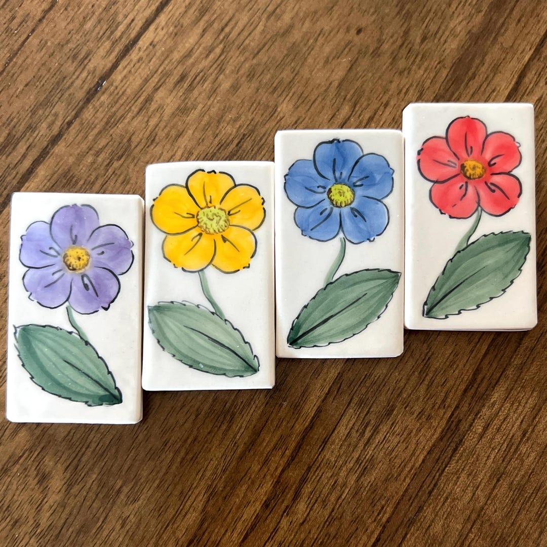 Handmade Porcelain Flower Magnets: Fine Art Ceramic, Set of 4 - Etsy