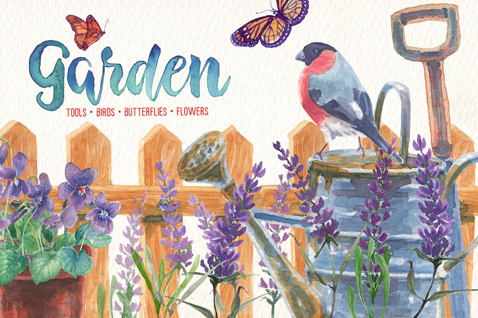 Watercolor the Garden Png Clipart Set. Watercolor Clipart, Ideal for ...
