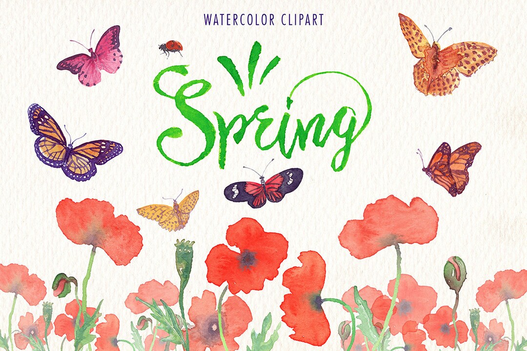 Watercolor Spring PNG Clipart. Watercolor Clip Art. Ideal for ...