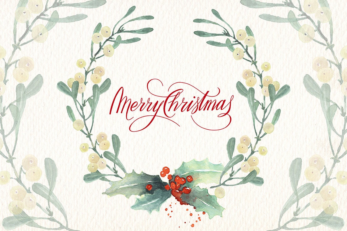 Watercolor Christmas Png Clipart. Watercolor Clipart. Ideal - Etsy