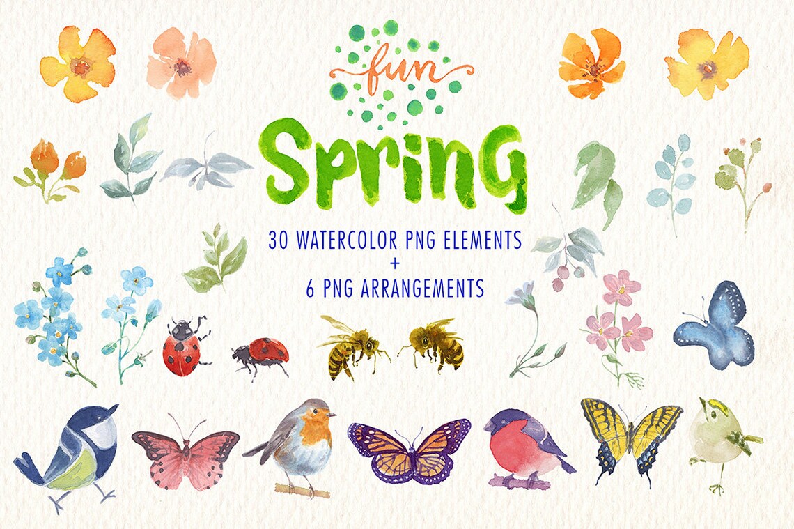 Watercolor Spring Png Clipart. Watercolor Clipart. Ideal for - Etsy ...