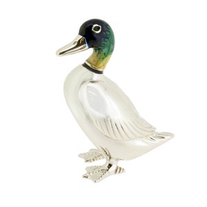 Handmade Solid Silver & Enamelled Large Duck Ornament - Etsy UK