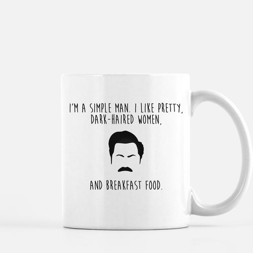 Ron Swanson Simple Man Breakfast Food Mug-parks and - Etsy