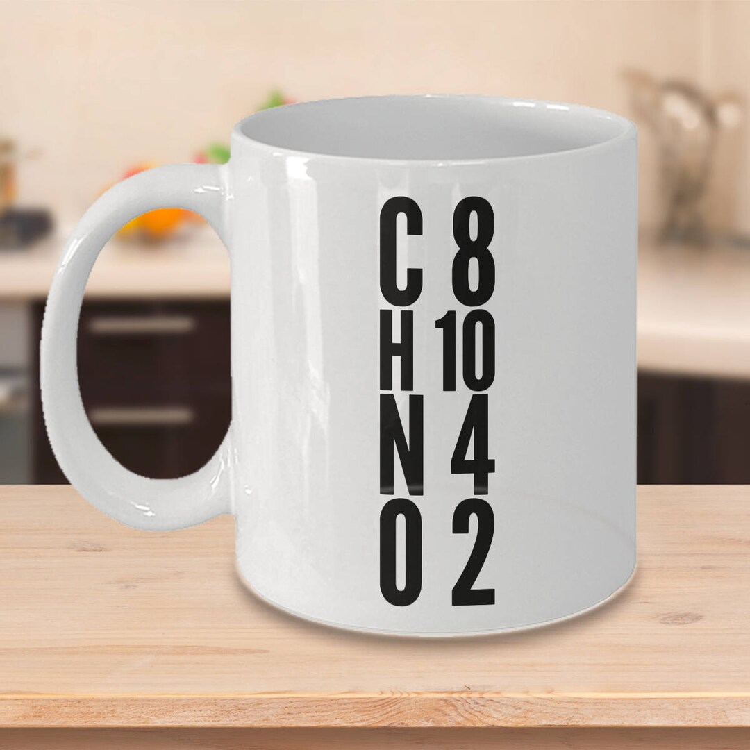 Chemical Compound Molecular Structure of Caffeine Mug - C8H10N4O2 ...