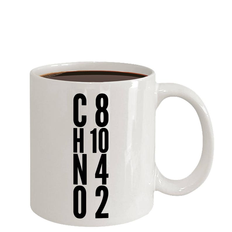 Chemical Compound Molecular Structure of Caffeine Mug - C8H10N4O2 ...