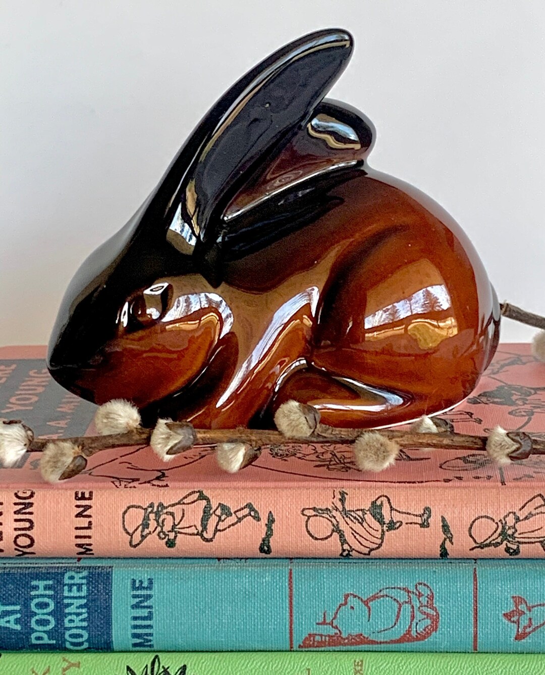 Vintage Brown Ceramic Rabbit Statue Made in England, Easter Rabbit ...