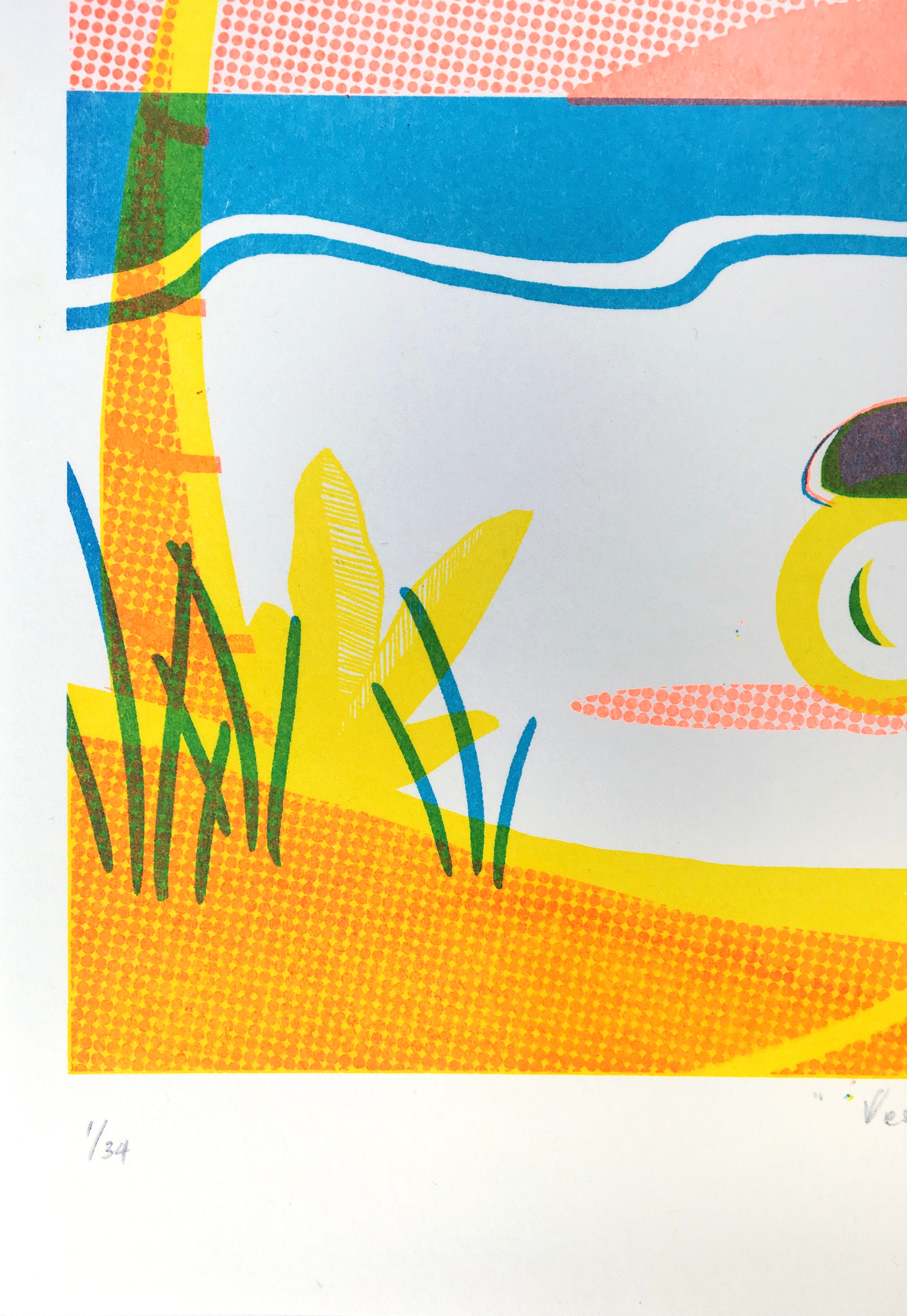 Vespa Gal Risograph Print, Mediterranean Limited Edition Three Colour ...