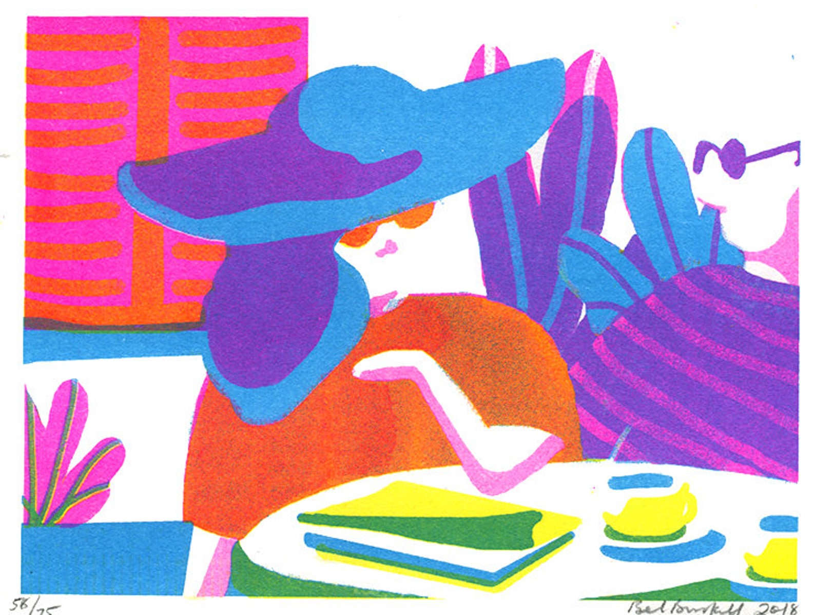 Coffee Stop Risograph Print, Abstract Limited Edition Three Colour Riso ...