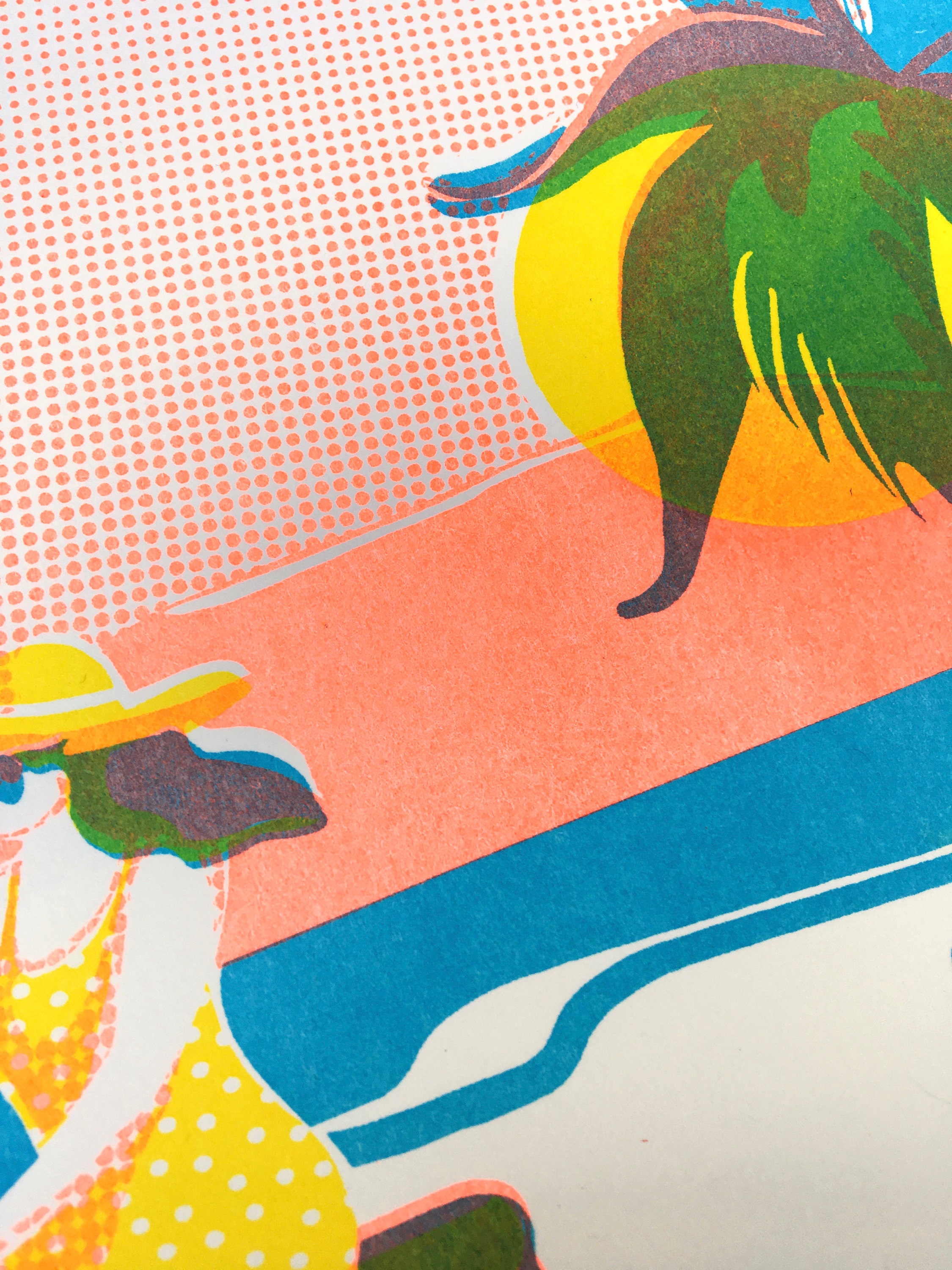 Vespa Gal Risograph Print, Mediterranean Limited Edition Three Colour ...
