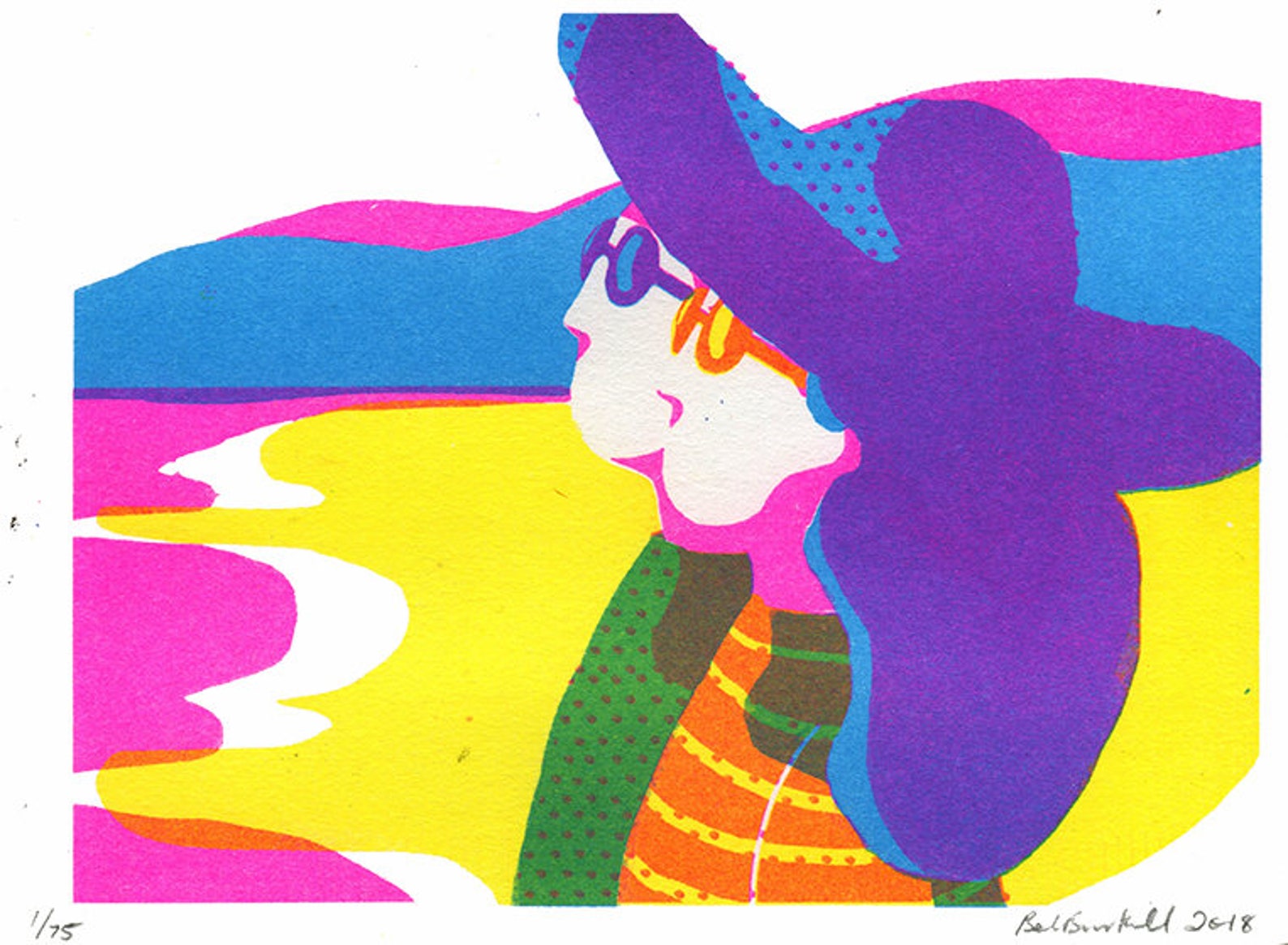 Sea View Risograph Print, Abstract Limited Edition Three Colour Riso ...