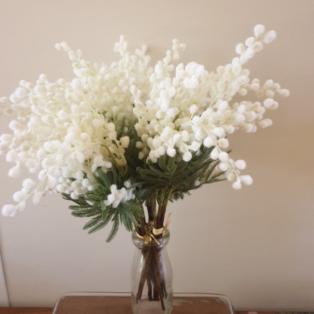 White Wattle Mimosa Flower Bouquet | Wedding Bouquet | Flower Posy ...
