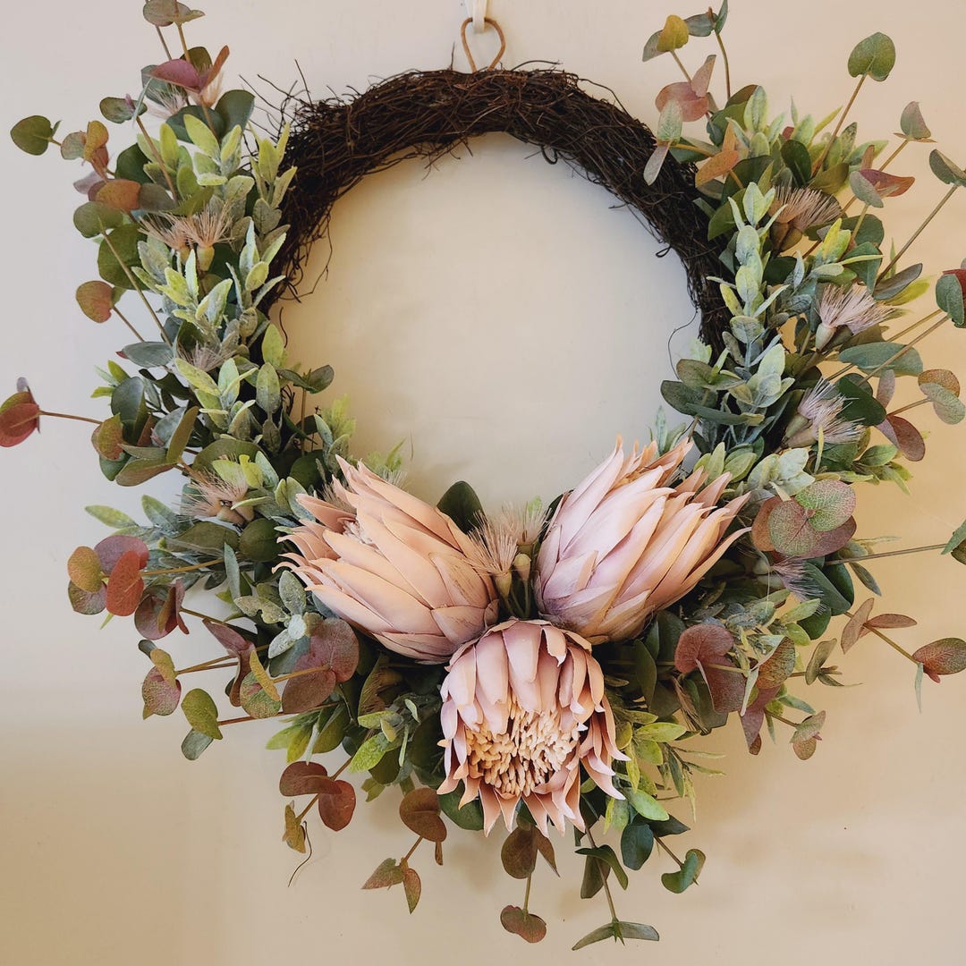 Australian Native Latte Pink Blush Proteas, Pink Flowering Gum With ...