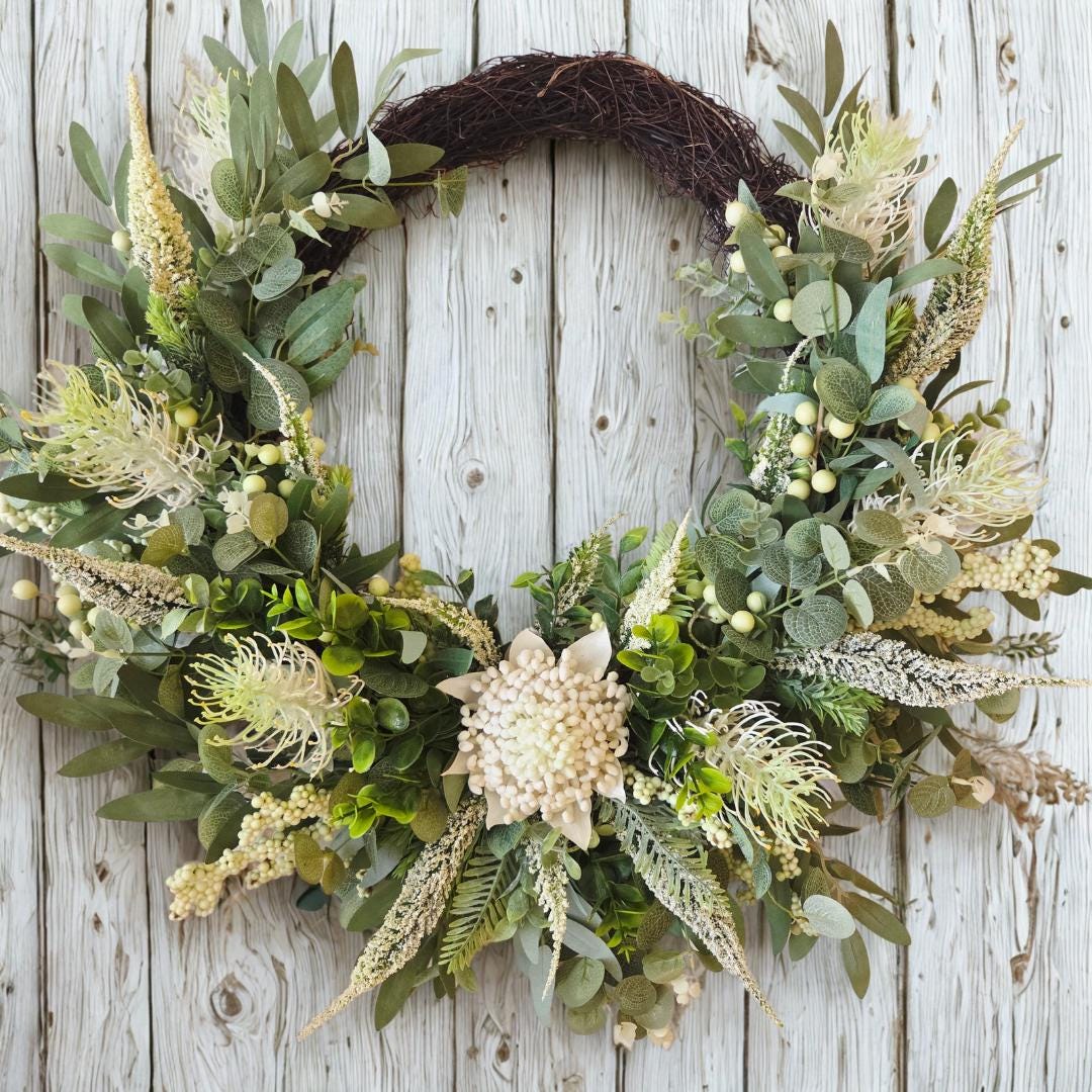 Beautiful 60cm White Australian Native Wreath Waratah, Grevillea ...