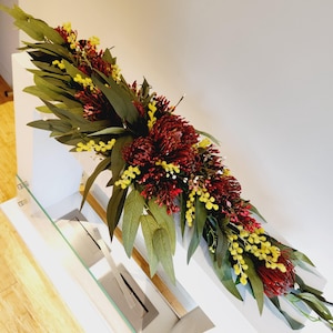 110cm Australian Native Table Centrepiece, Garland Pincushion Proteas ...