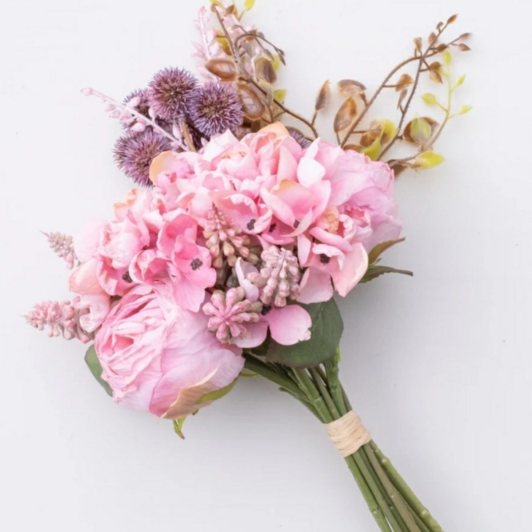 Alisha - Rustic Pink Rose and Hydrangea With Mixed Toned Foliage ...