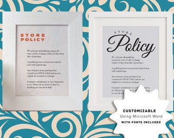 Return Policy Shop Sign CANVA Template, Boutique Return Policy Sign ...