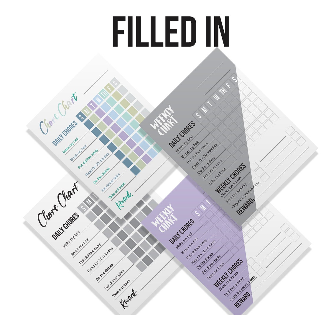 Editable Printable Chore Chart and Weekly Chart With a Free - Etsy
