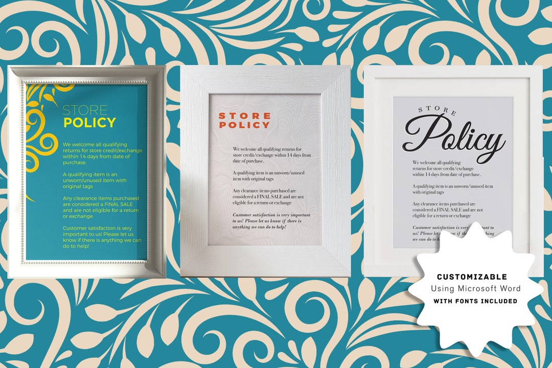 Editable Retail Store Policy - Etsy