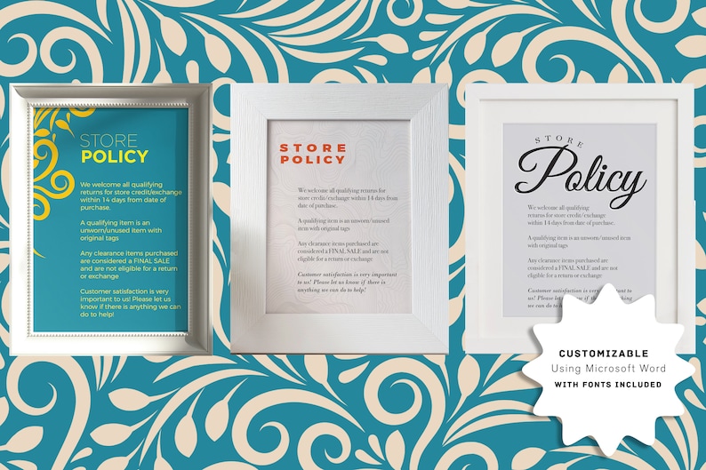 Editable Retail Store Policy - Etsy