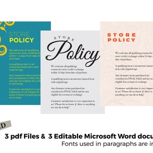 Editable Retail Store Policy - Etsy
