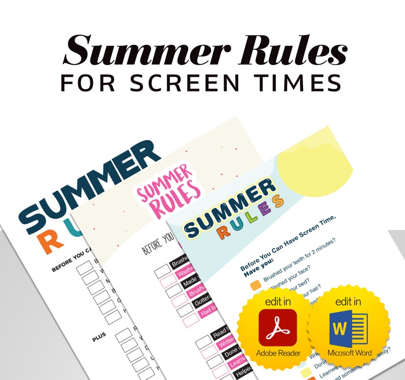 Editable Printable Summer Rules - Etsy