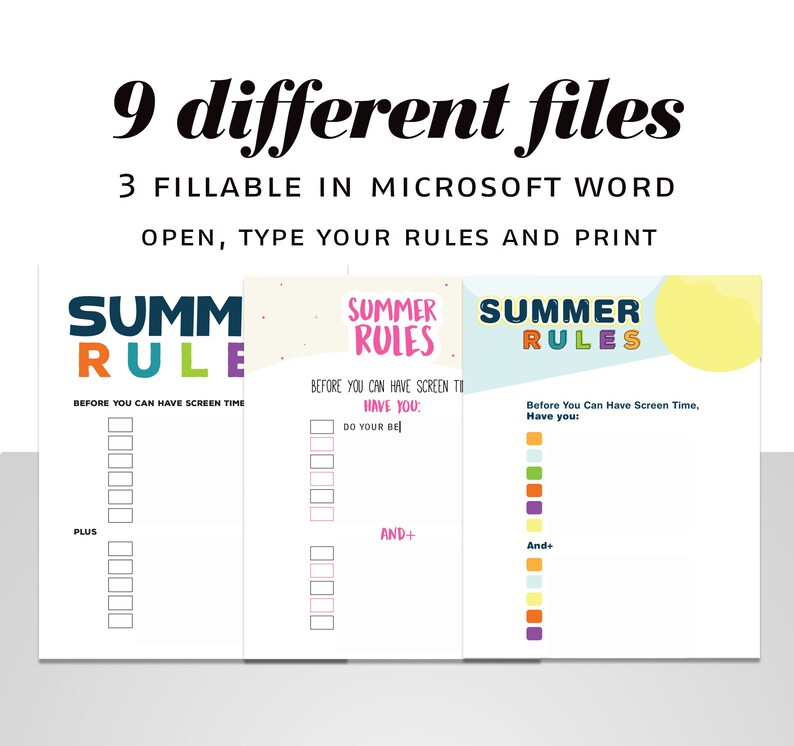 Editable Printable Summer Rules - Etsy