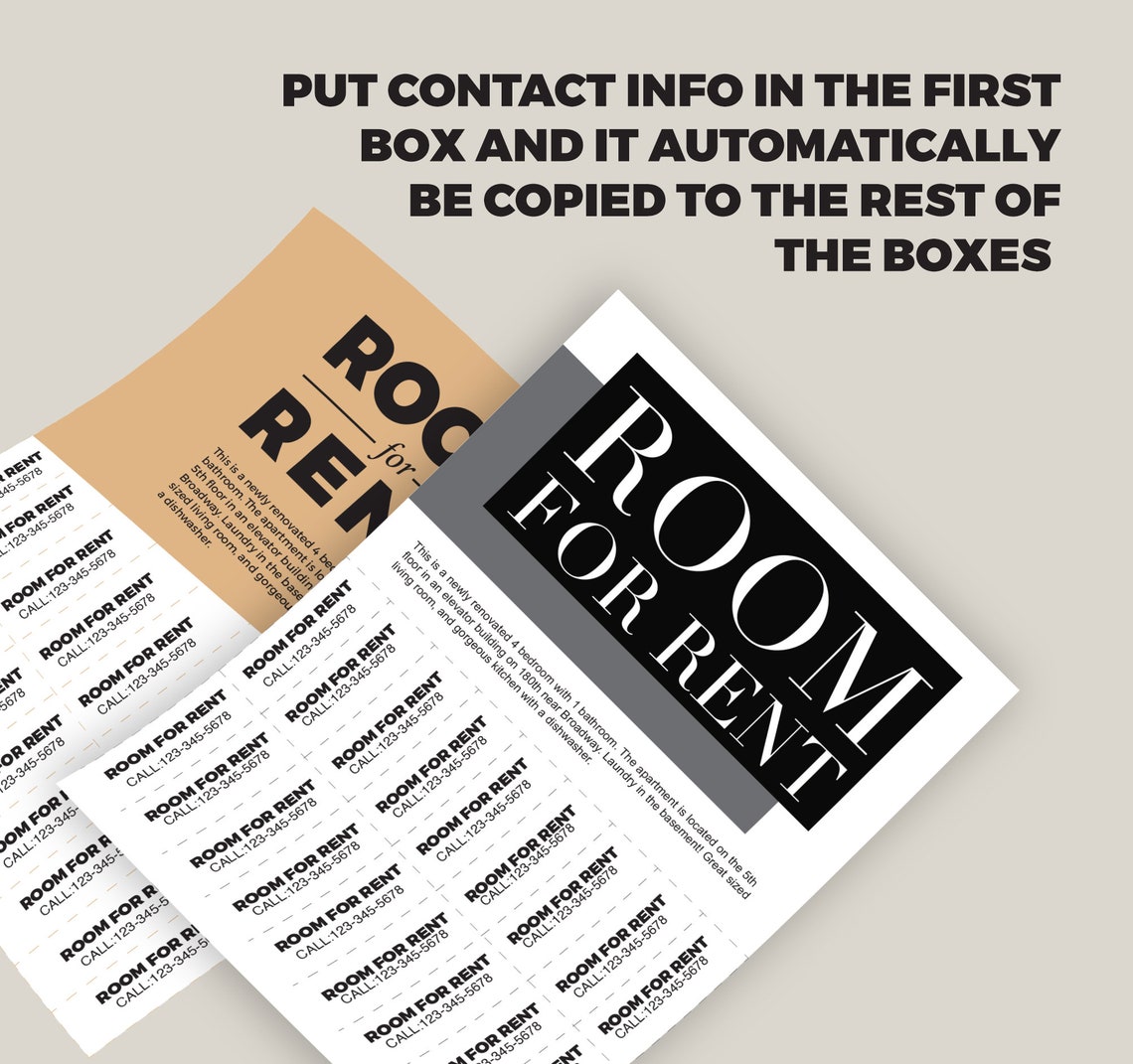 Room for Rent Printable Easily Editable - Etsy