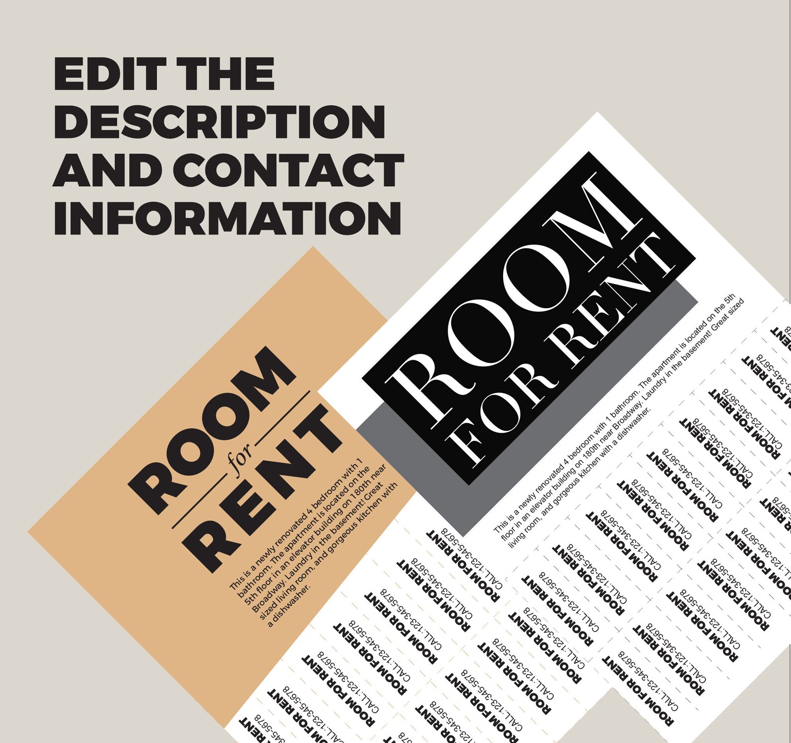 Room for Rent Printable Easily Editable - Etsy