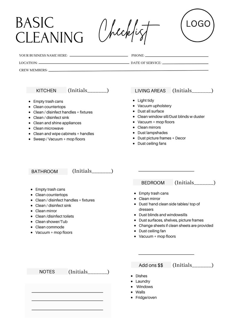 Cleaning Checklists - Etsy