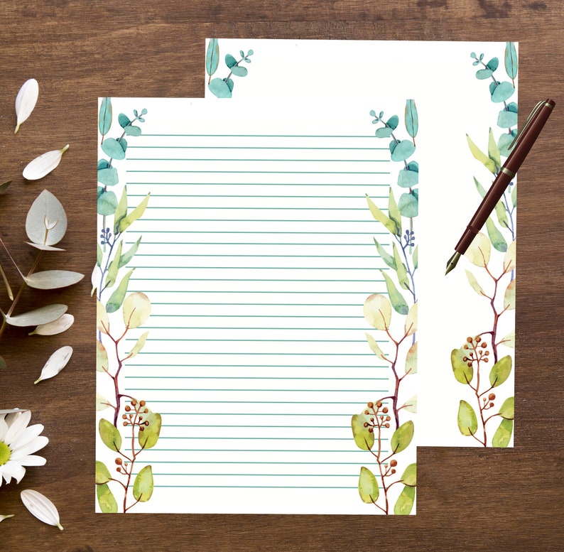 Leaves Lined Paper Printable Design Fall Leaves Writing Paper ...