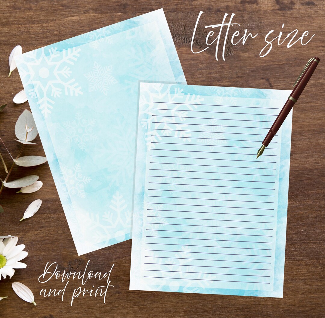 Christmas Snowflakes Lined Paper Printable Design Writing Paper ...