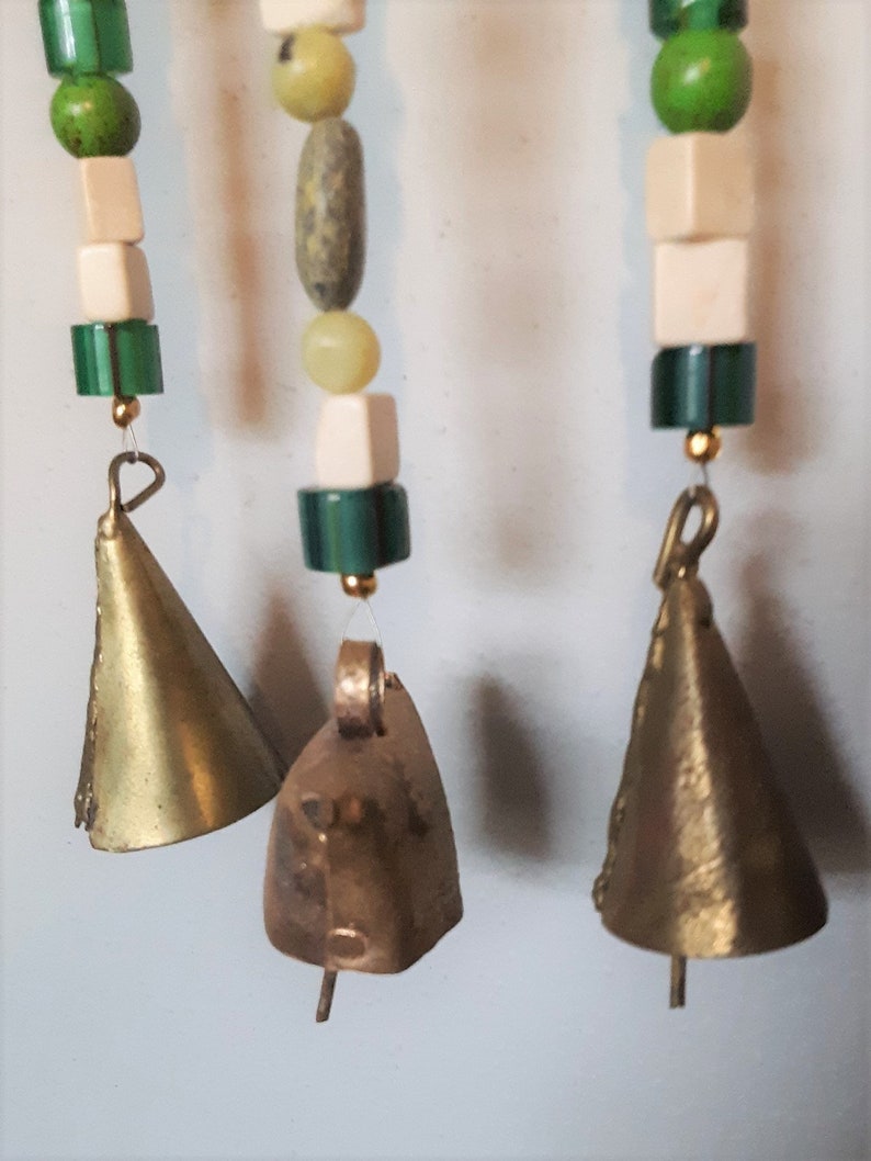 Wind Chime Green Jade Cane Glass and Stones Natural | Etsy
