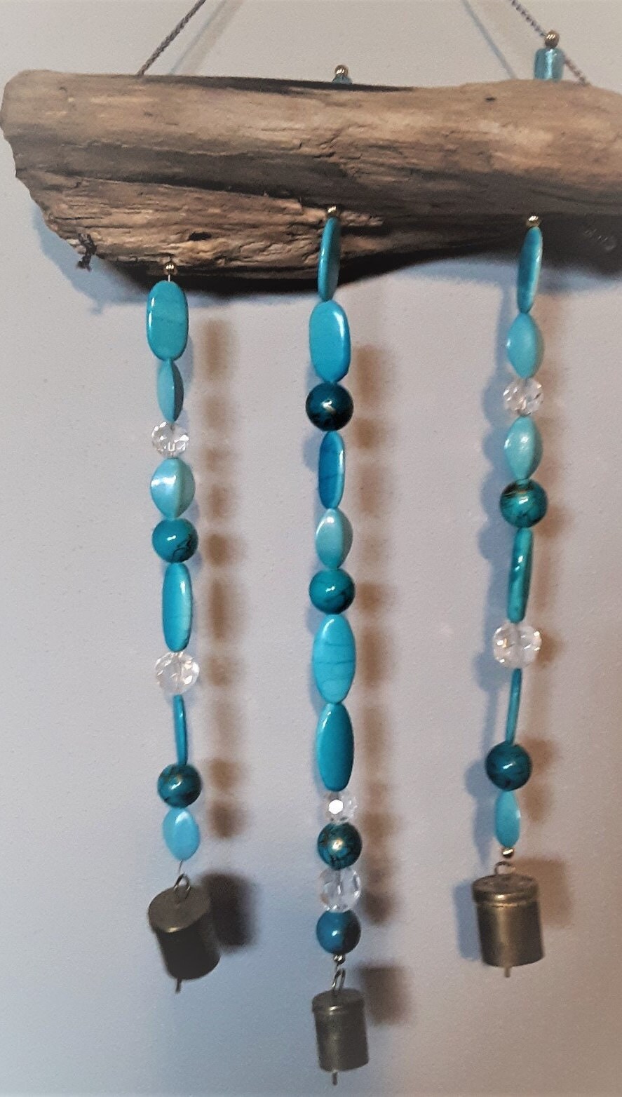 Ocean Blues, Wind Chime - Turquoise, Fauceted Clear Glass and Gold ...