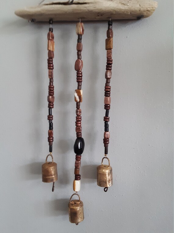 Wind Chime Chocolate Beads Wood Stone and Petrified Wood - Etsy