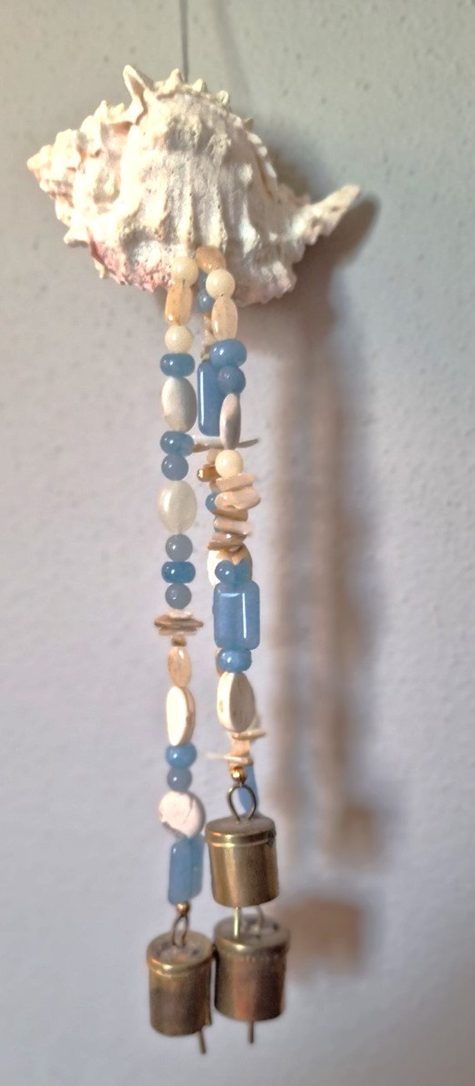 Ocean Colors, Wind Chime - Coastal Decor, Embellished Pink Murex Shell ...