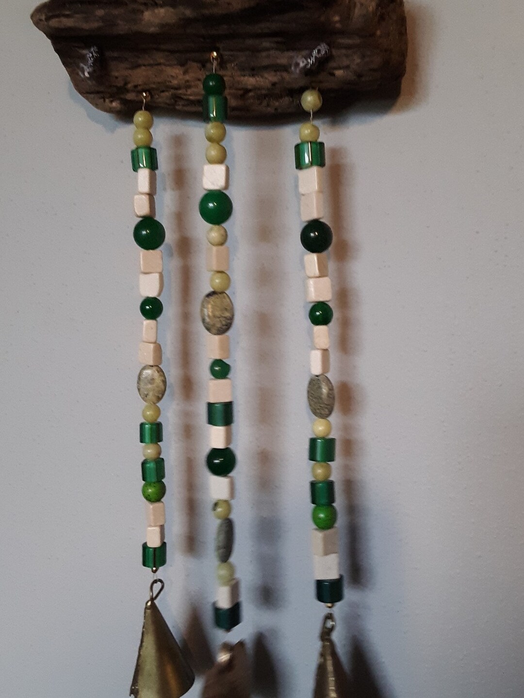 Wind Chime Green Jade Cane Glass and Stones Natural - Etsy