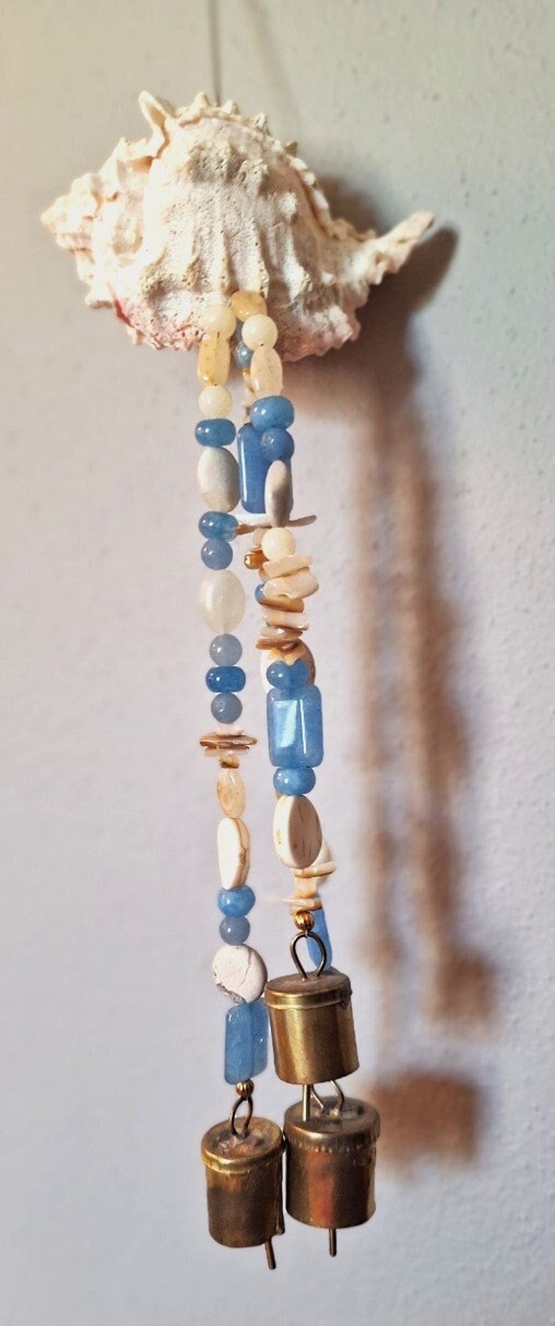 Ocean Colors, Wind Chime - Coastal Decor, Embellished Pink Murex Shell ...