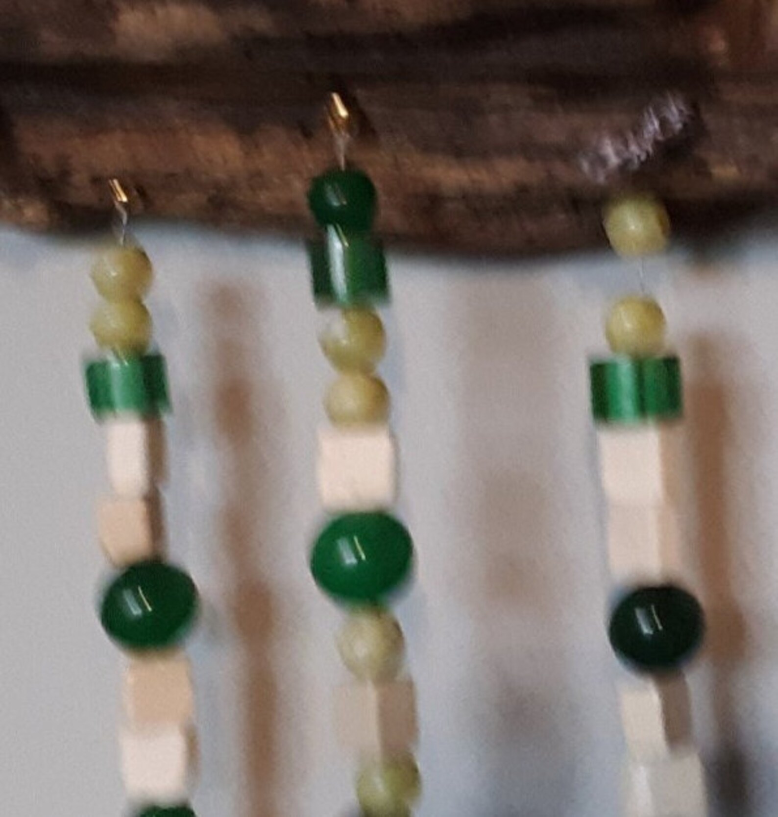 Wind Chime - Green Jade, Cane Glass and Stones- Natural Materials ...