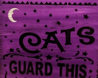 Primitive Witch Sign Magical Black Cats Guard This Home Cat | Etsy
