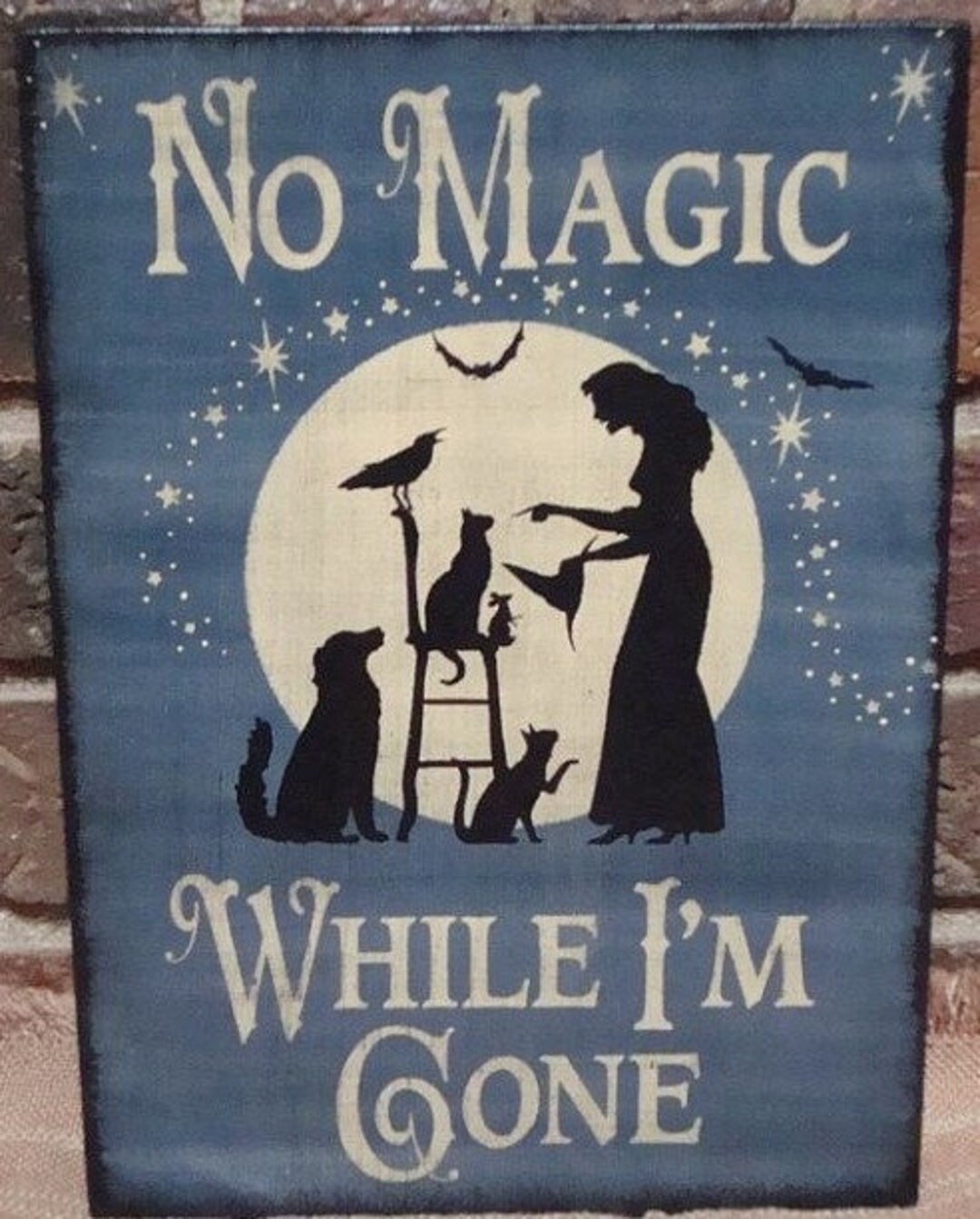 Primitive Witch Sign No Magic While I'm Gone Cats Dogs Witchcraft ...