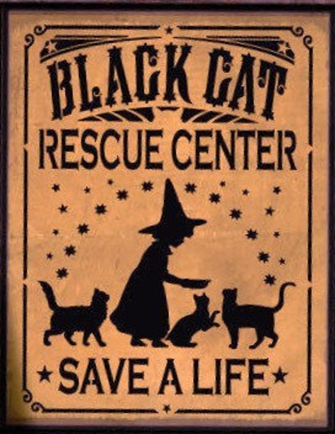 Primitive Witch Sign Black Cat Rescue Cats Witches Halloween ...