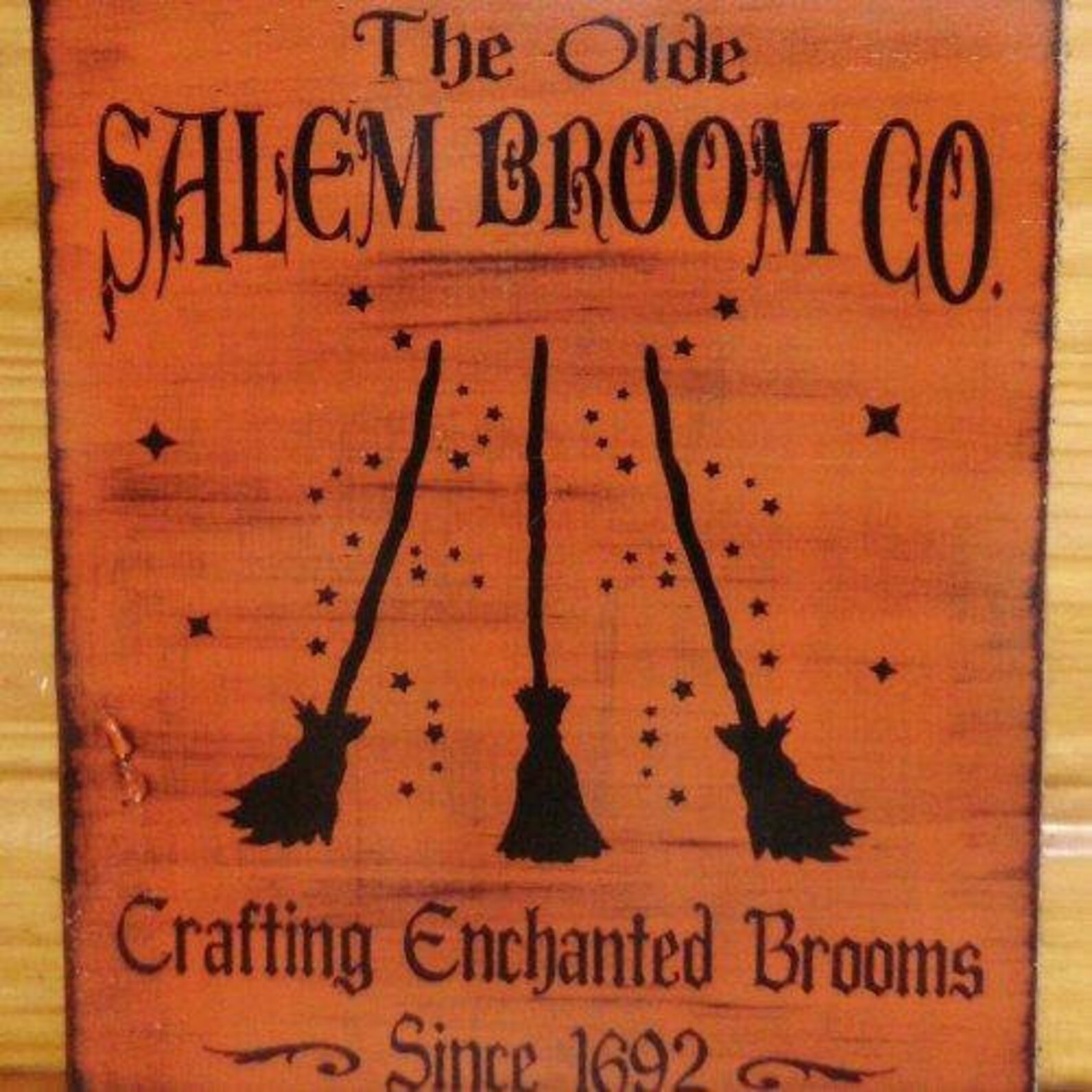 Primitive Witch Sign Olde Salem Broom Co. Witchcraft Halloween Decor ...