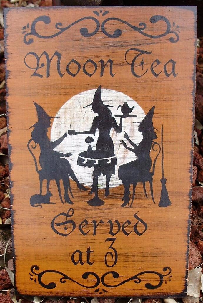 Witchcraft Primitive Witch Sign Moon Tea Served at 3 Samhain - Etsy
